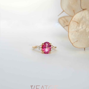 Rare Pink Topaz Ring Fleur, 14k Gold Vermeil, Engagement Rings, Summer Jewelry, Gift for Mom ...