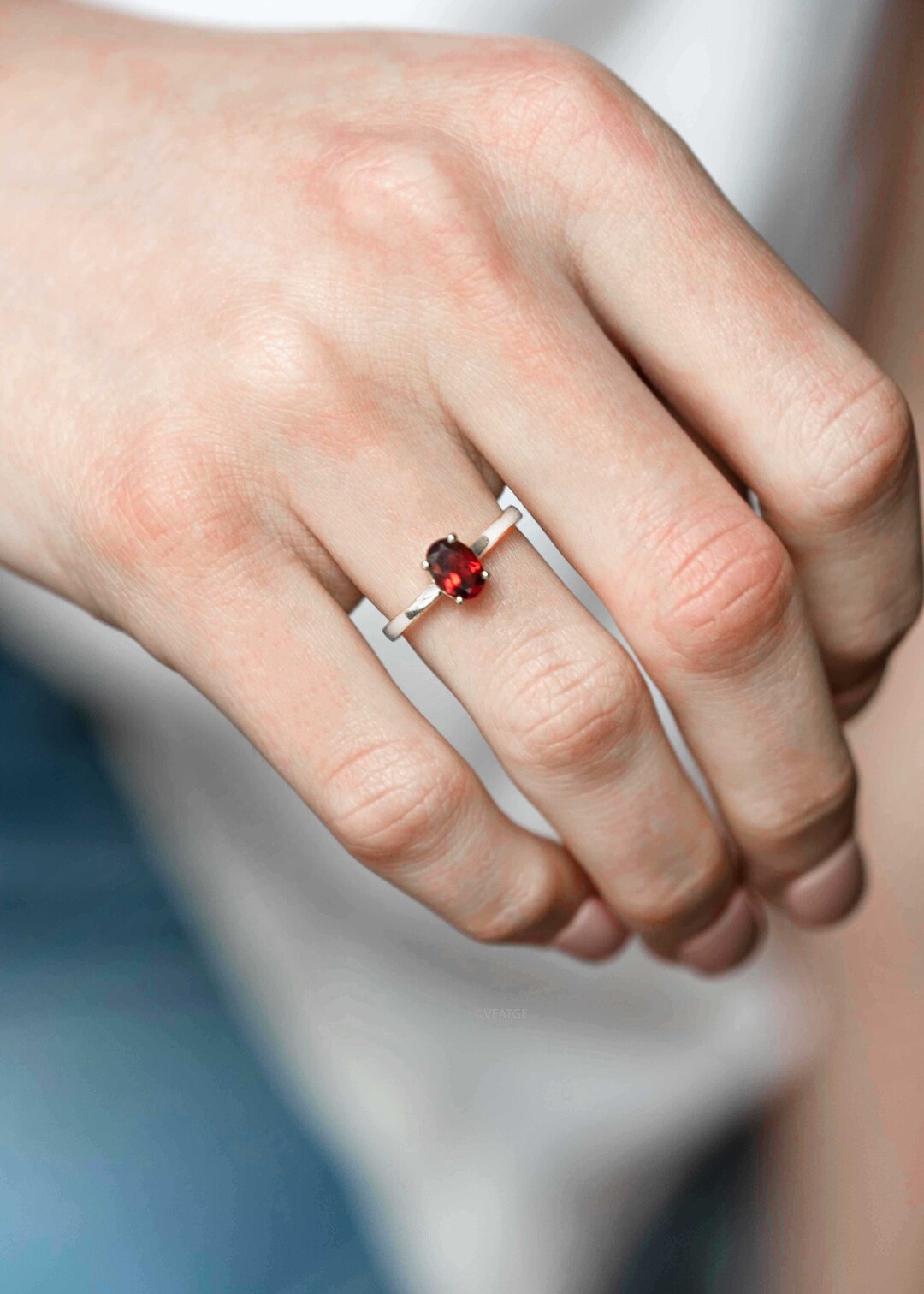 Garnet Ring in Sterling Silver January Birthstone Rings for Women, 5mm ...