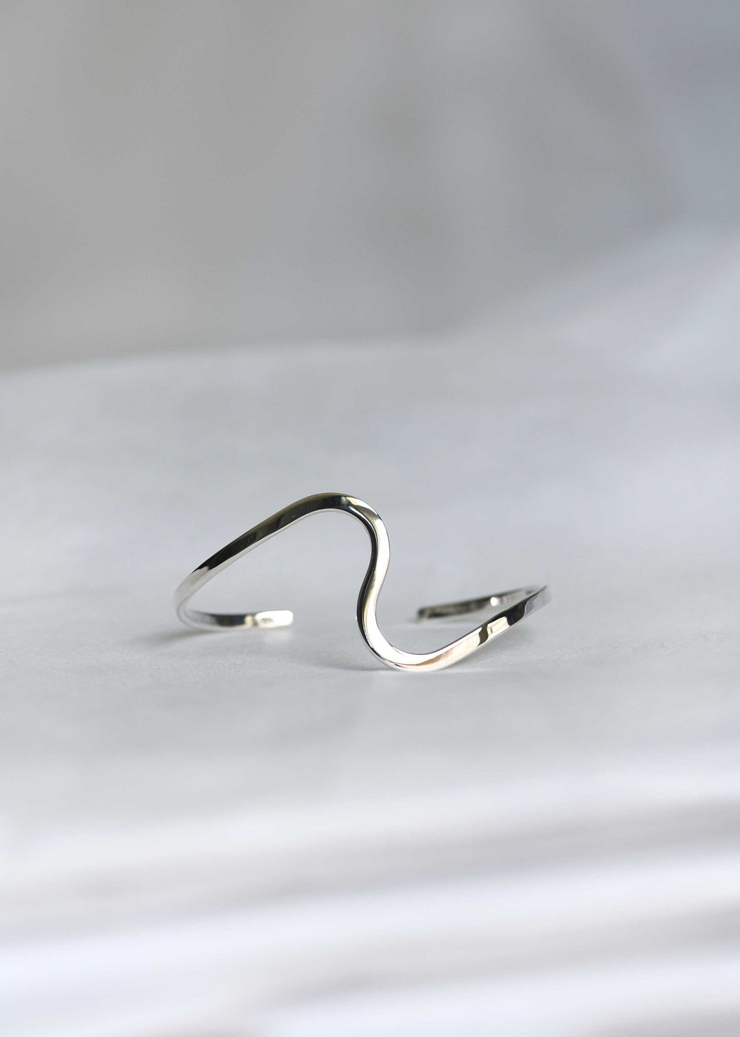 Unique Cuff Bracelet for Women 925 Sterling Silver, Geometric Curve ...