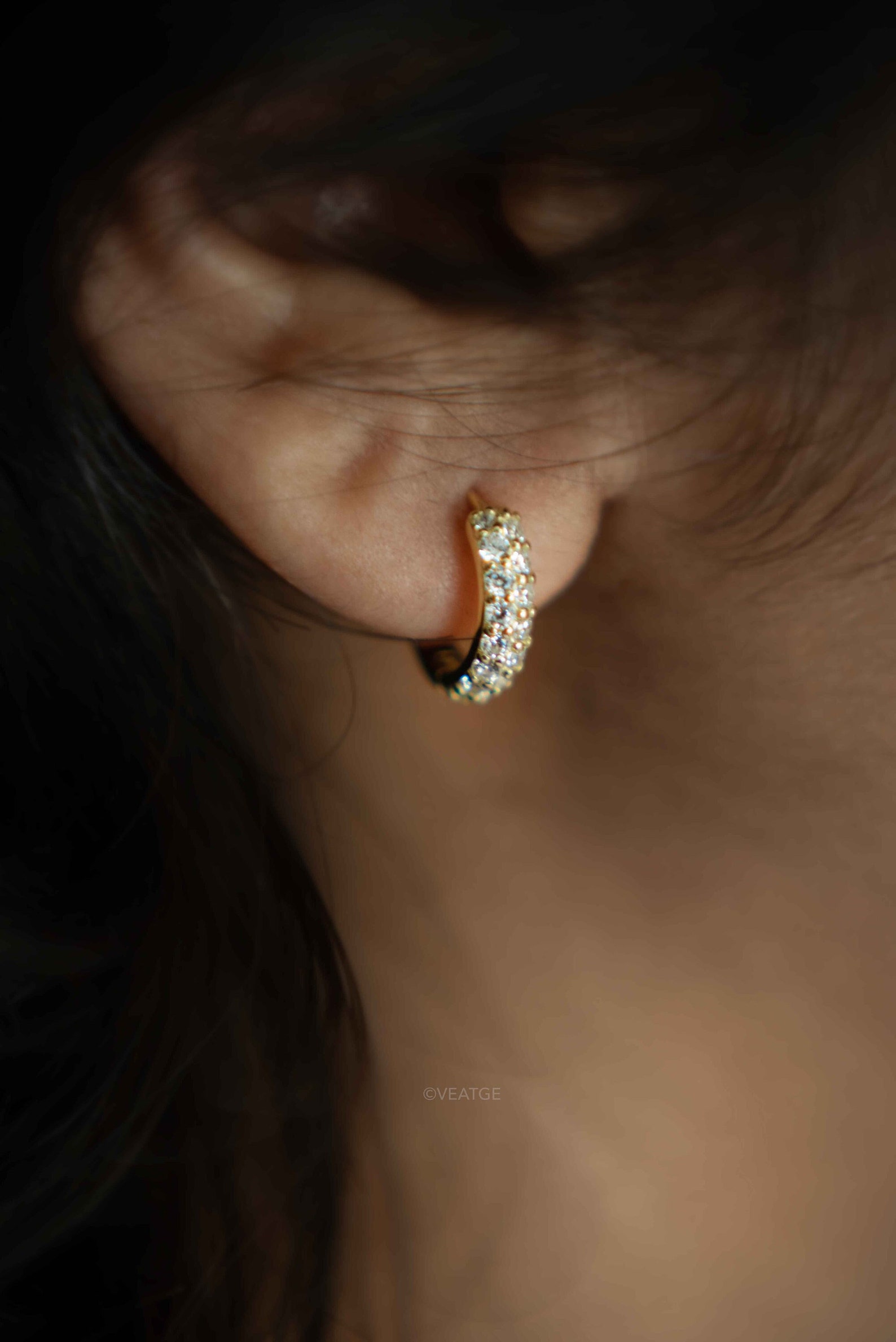 Huggie Hoops Earrings in 14k Gold Vermeil, Small Huggie Diamond Hoops ...