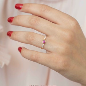 Natural Ruby Ring Gold, Dainty Minimalist Wedding Band, July Birthstone Jewelry Birthday Gifts ...