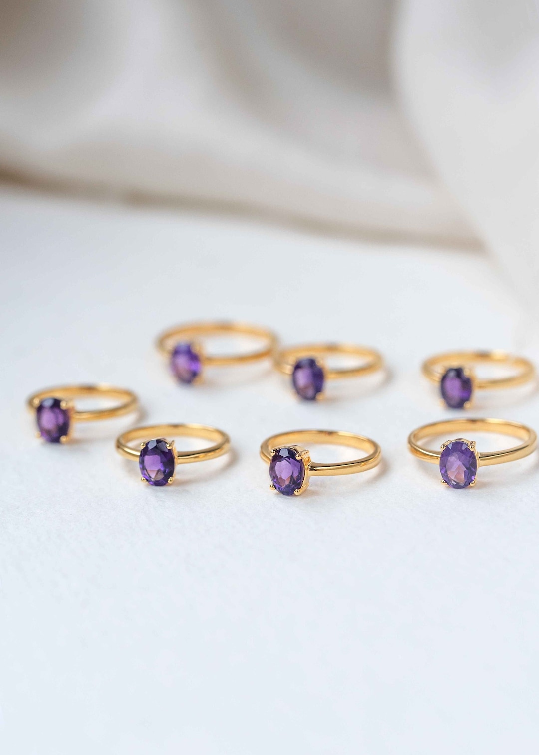 Dark Purple Amethyst Ring in 18k Gold Vermeil, Birthstone Gifts for ...
