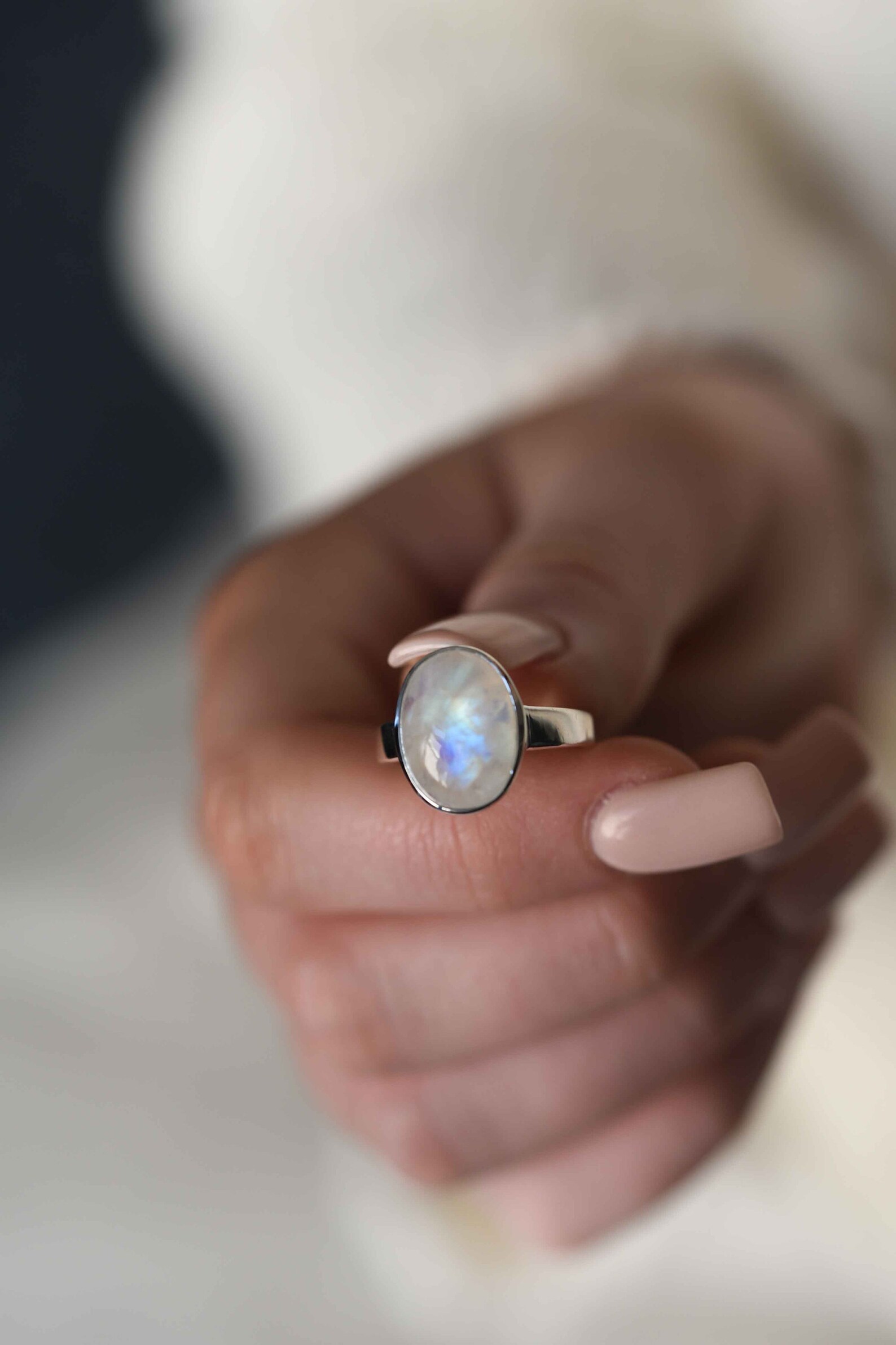 Moonstone Ring Large Gemstone Oval Statement Ring in Sterling - Etsy