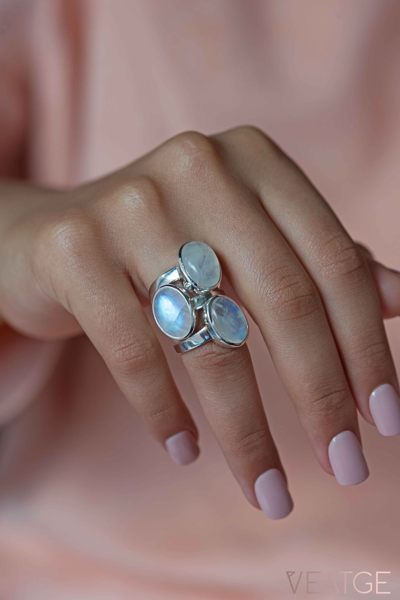 Moonstone Ring Large Gemstone Oval Statement Ring in Sterling - Etsy