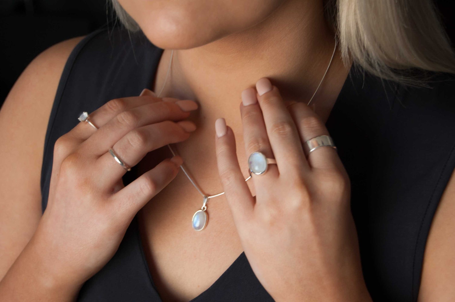 Moonstone Ring Large Gemstone Oval Statement Ring in Sterling - Etsy