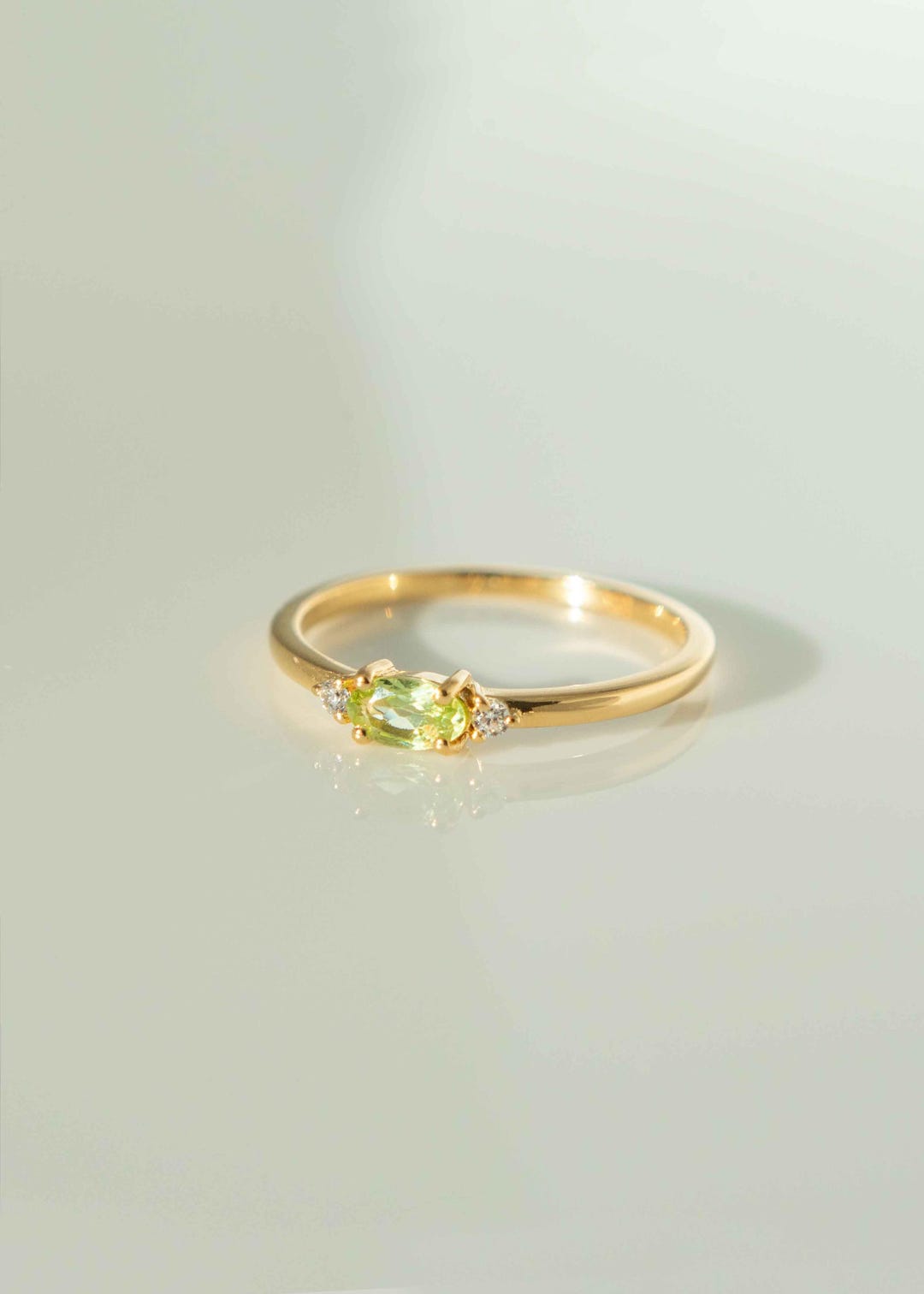 Natural Peridot Dainty Ring, Gemstone Stacking Ring, August Birthstone ...