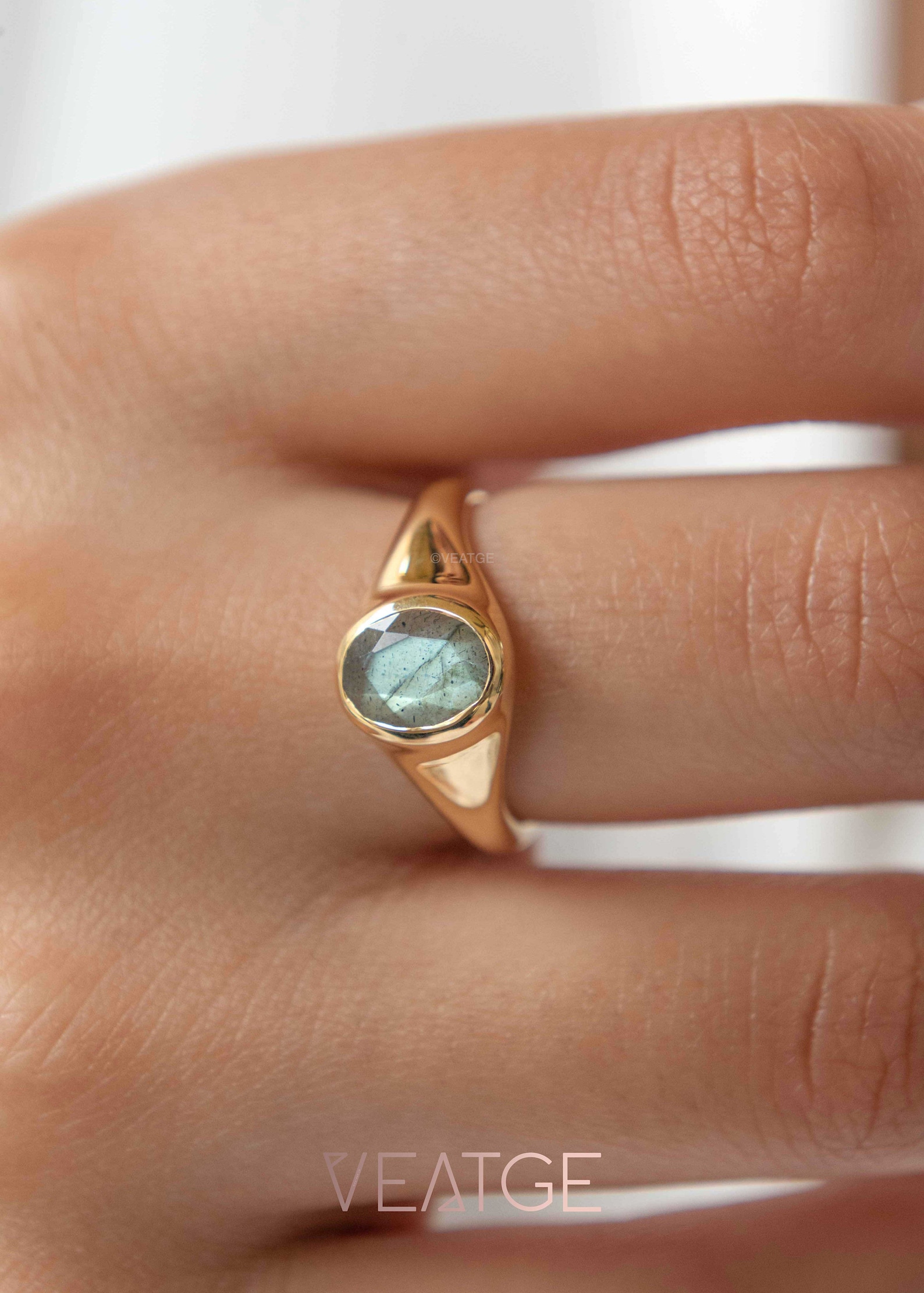 Labradorite Signet Ring, Labradorite Gold Ring in 18k Gold Vermeil ...