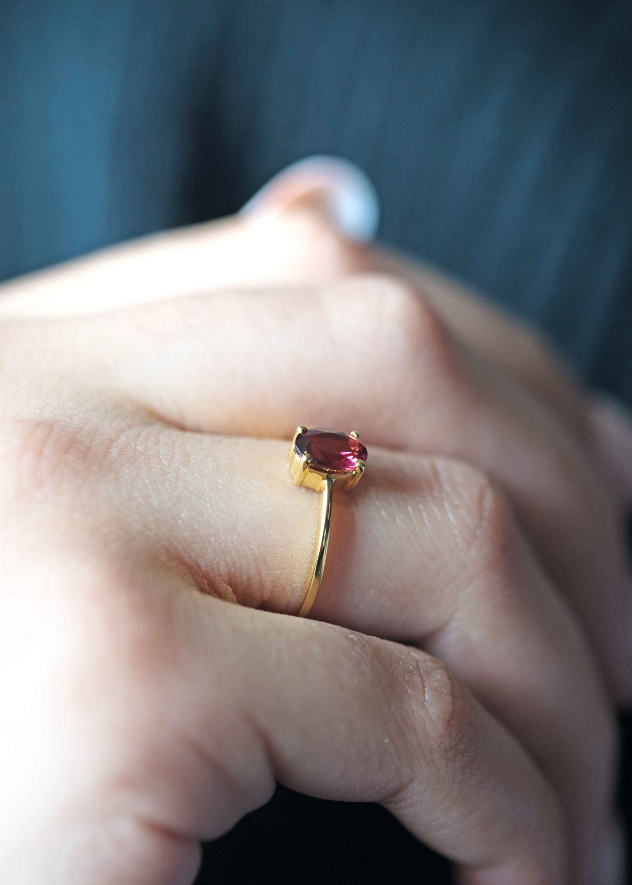 Garnet Gemstone Ring in 18k Gold Vermeil January Birthstone | Etsy