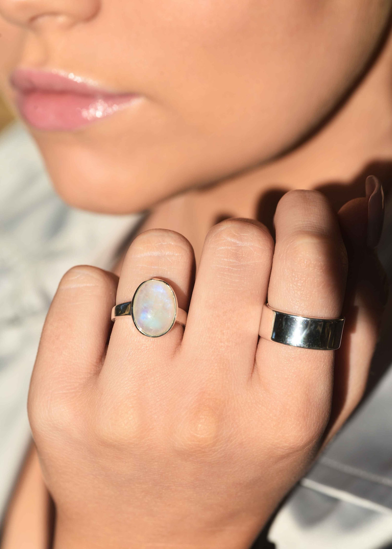 Moonstone Ring Large Gemstone Oval Statement Ring in Sterling - Etsy