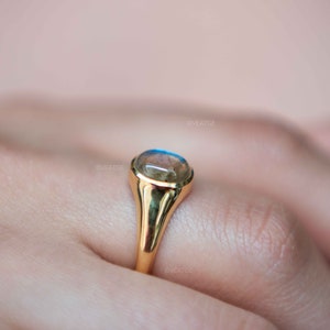 Labradorite Signet Ring, Labradorite Gold Ring in 18k Gold Vermeil ...