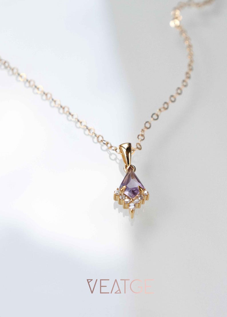 Amethyst Kite Necklace With Gold Filled Chain, Natural Amethyst ...