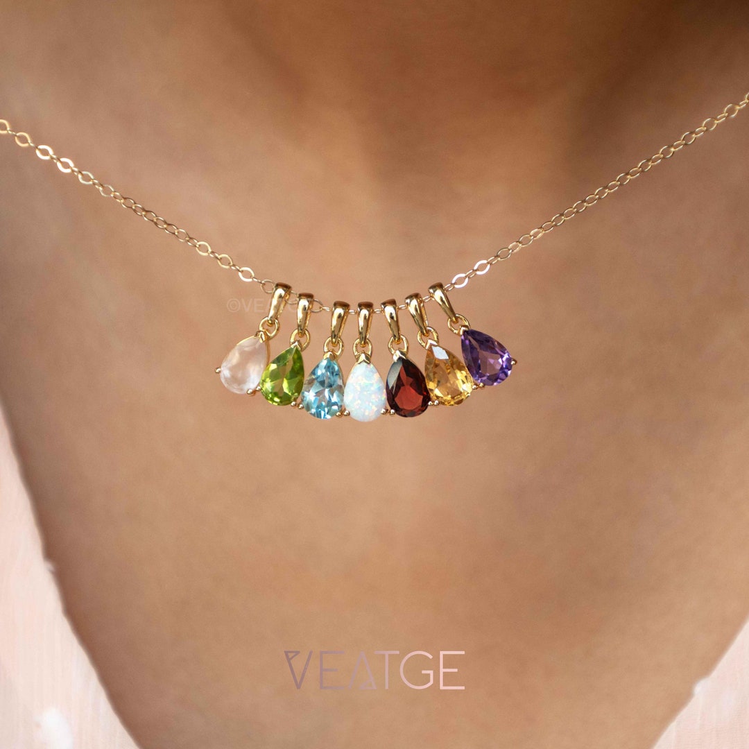 Dainty Pear Birthstone Necklace With 14k Gold Filled Chain, Teardrop ...
