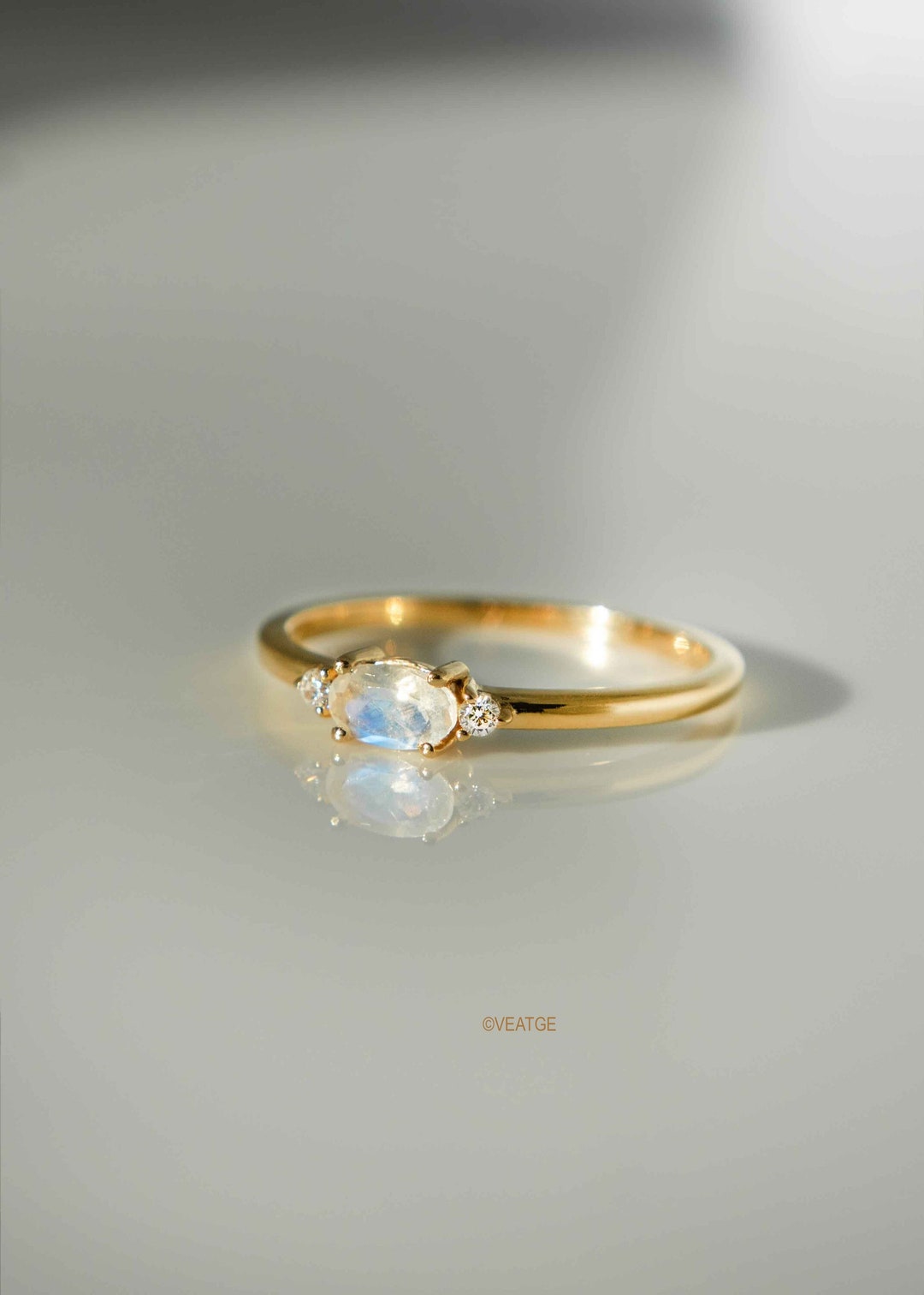 Moonstone Stacking Band Gold, Natural Moonstone Ring June Birthstone ...
