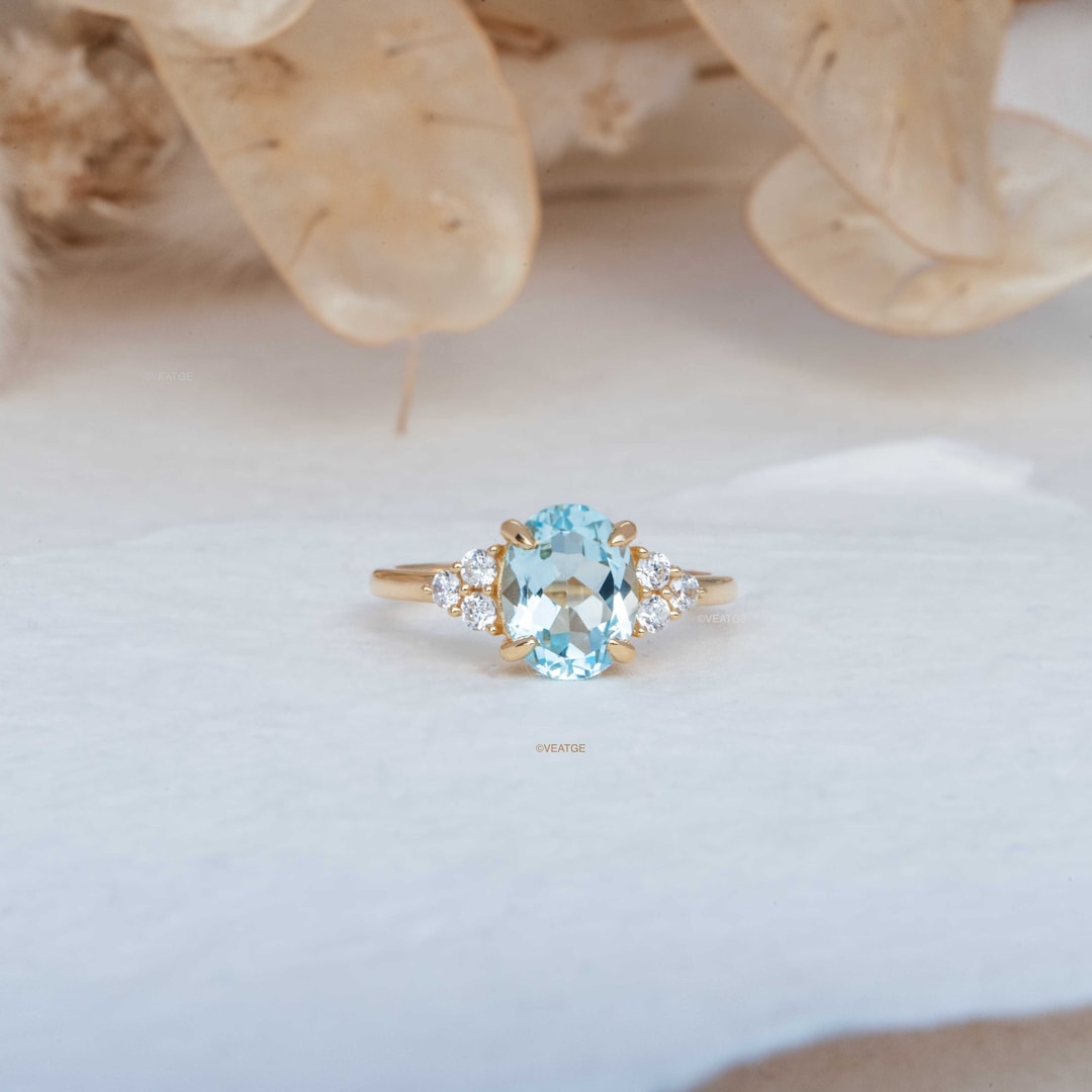 Blue Topaz December Birthstone Ring Gold Vermeil, Genuine Blue Topaz ...
