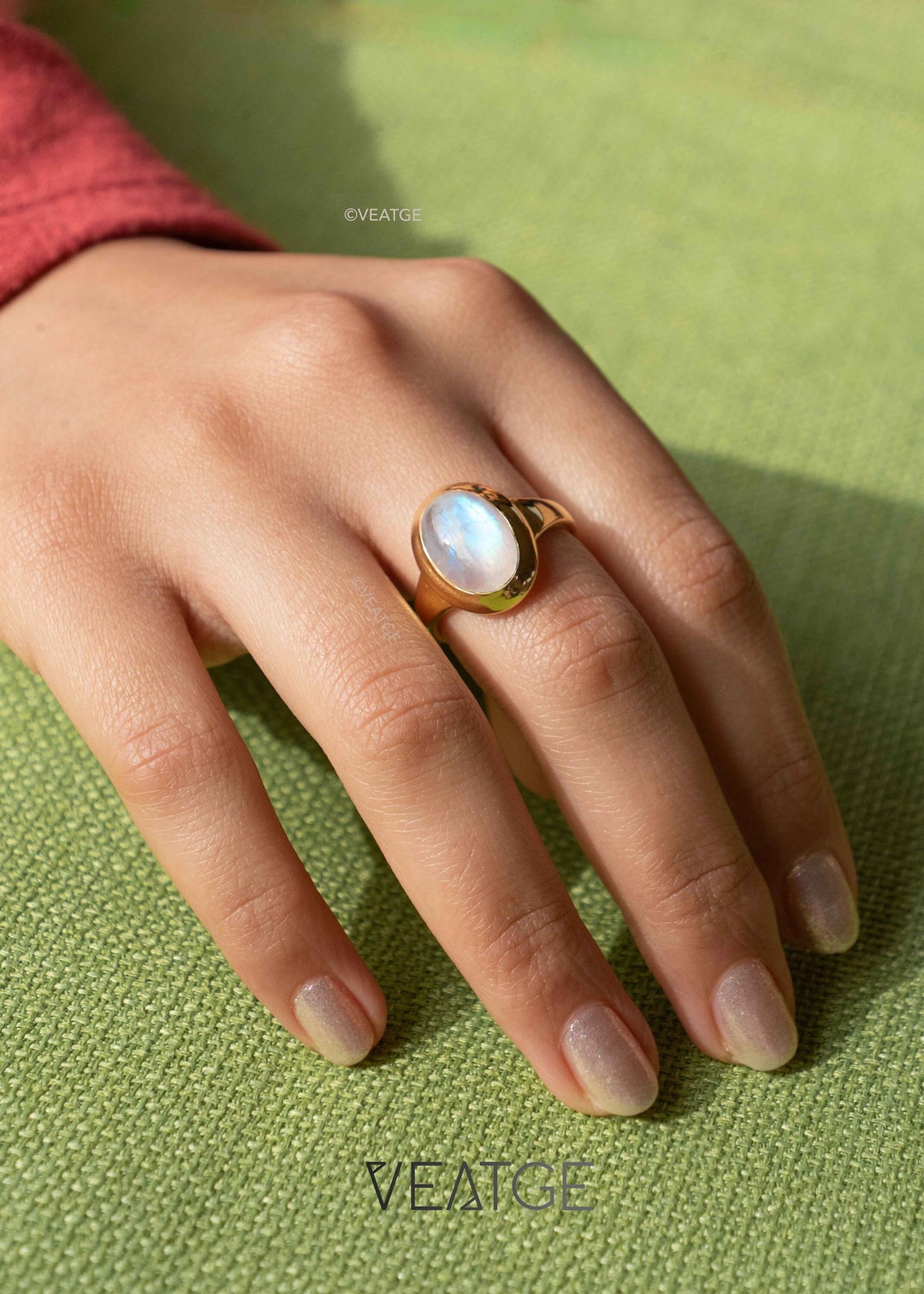 Moonstone Statement Ring, Unique Large Moonstone Ring Gold, Natural ...
