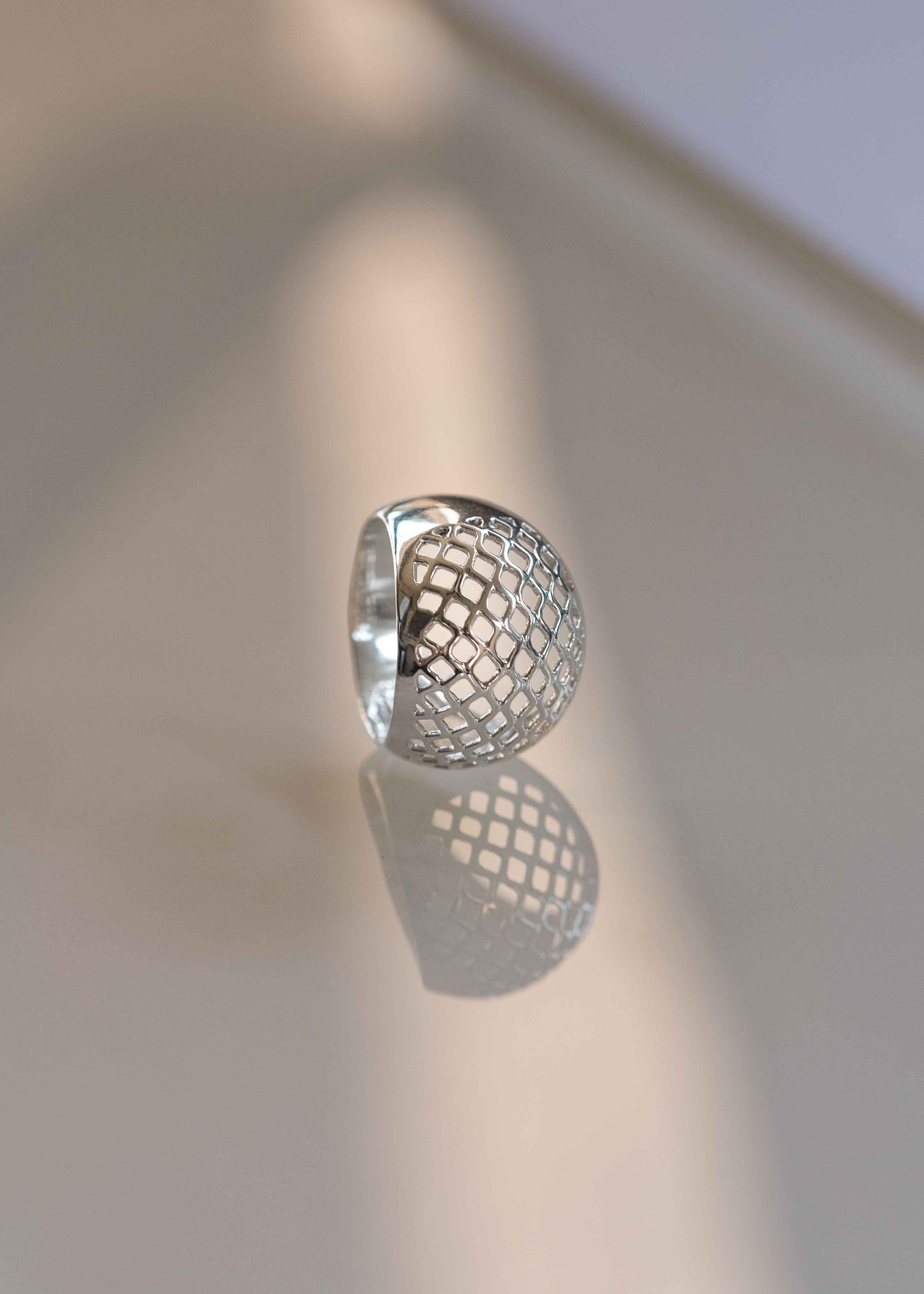 Lattice Dome Ring in 925 Sterling Silver Unique Statement Handmade ...