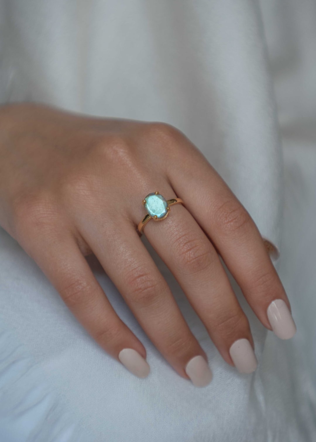 Large Labradorite Rings Gold Oval Gemstone Engagement Ring, Minimalist ...