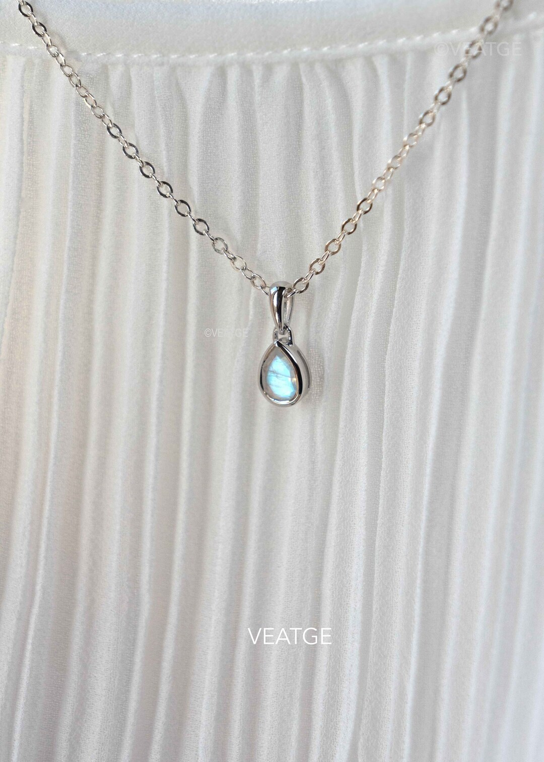 Moonstone Necklace Sterling Silver, Small Natural Moonstone Pendant ...