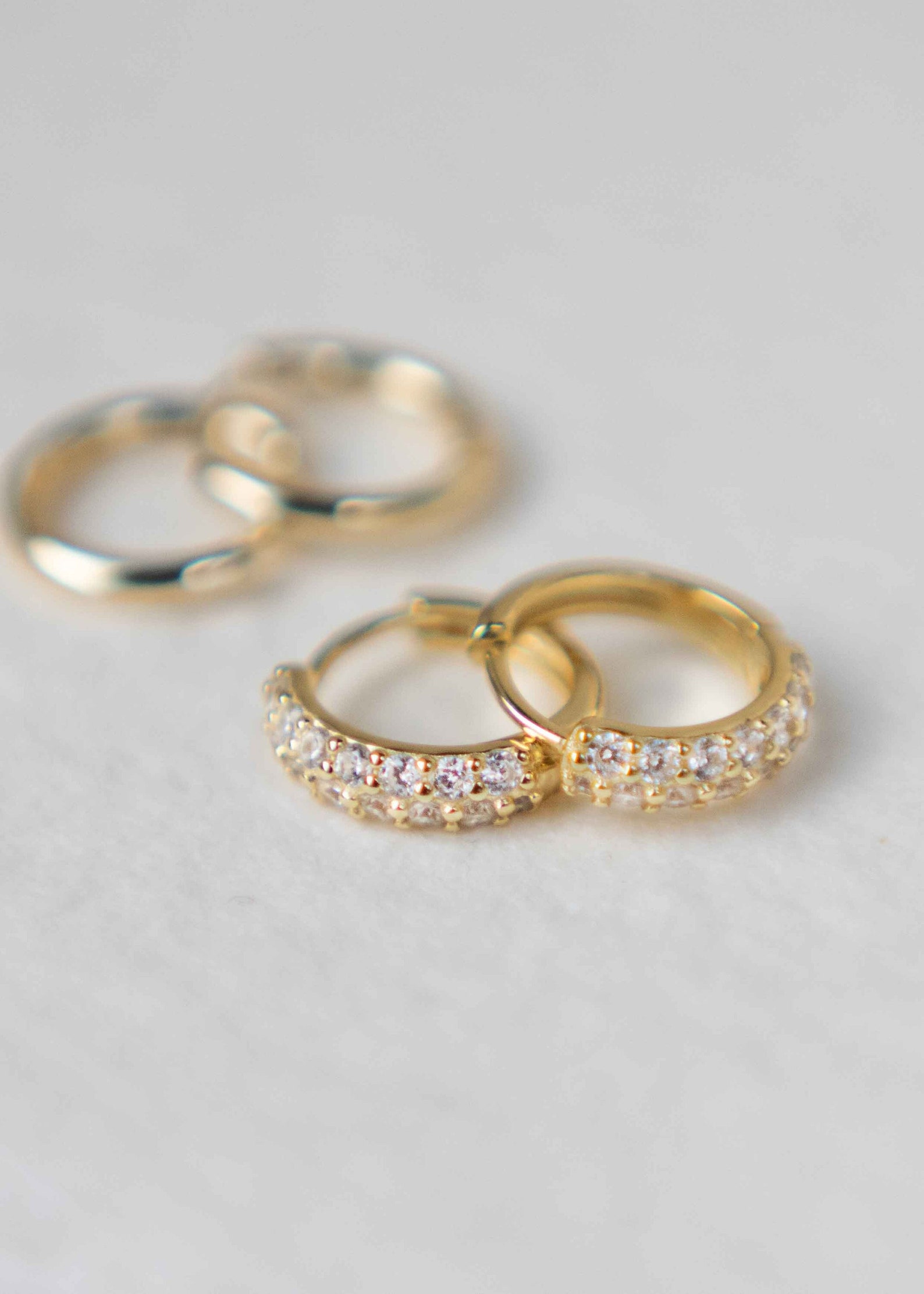 Huggie Hoops Earrings in 14k Gold Vermeil, Small Huggie Diamond Hoops ...