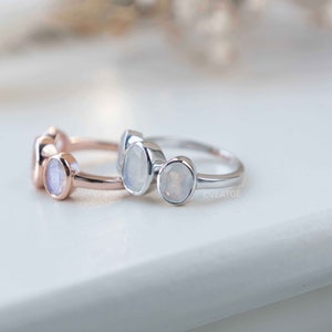 Rose Gold Moonstone Ring, Three Moonstone Statement Ring, Trilogy Rings ...