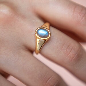 Labradorite Signet Ring, Labradorite Gold Ring in 18k Gold Vermeil ...