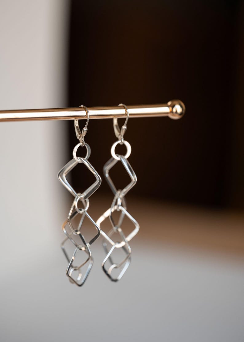 Geometric Statement Earrings Handmade in 925 Sterling Silver, Modern ...