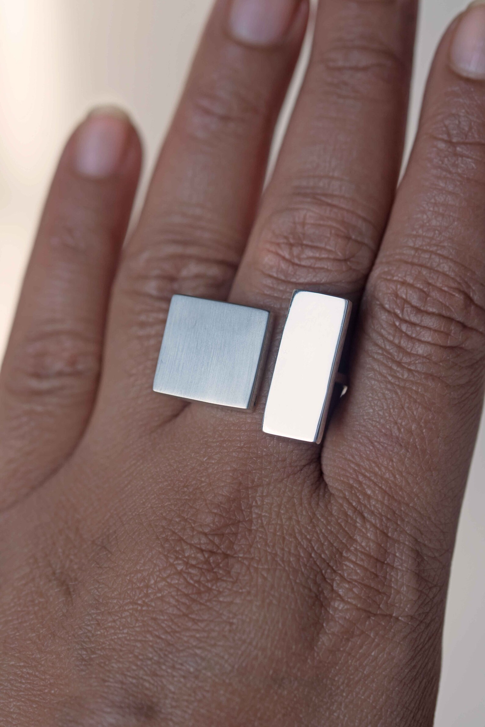 Modern Bold Contemporary Adjustable Statement Ring in Sterling - Etsy