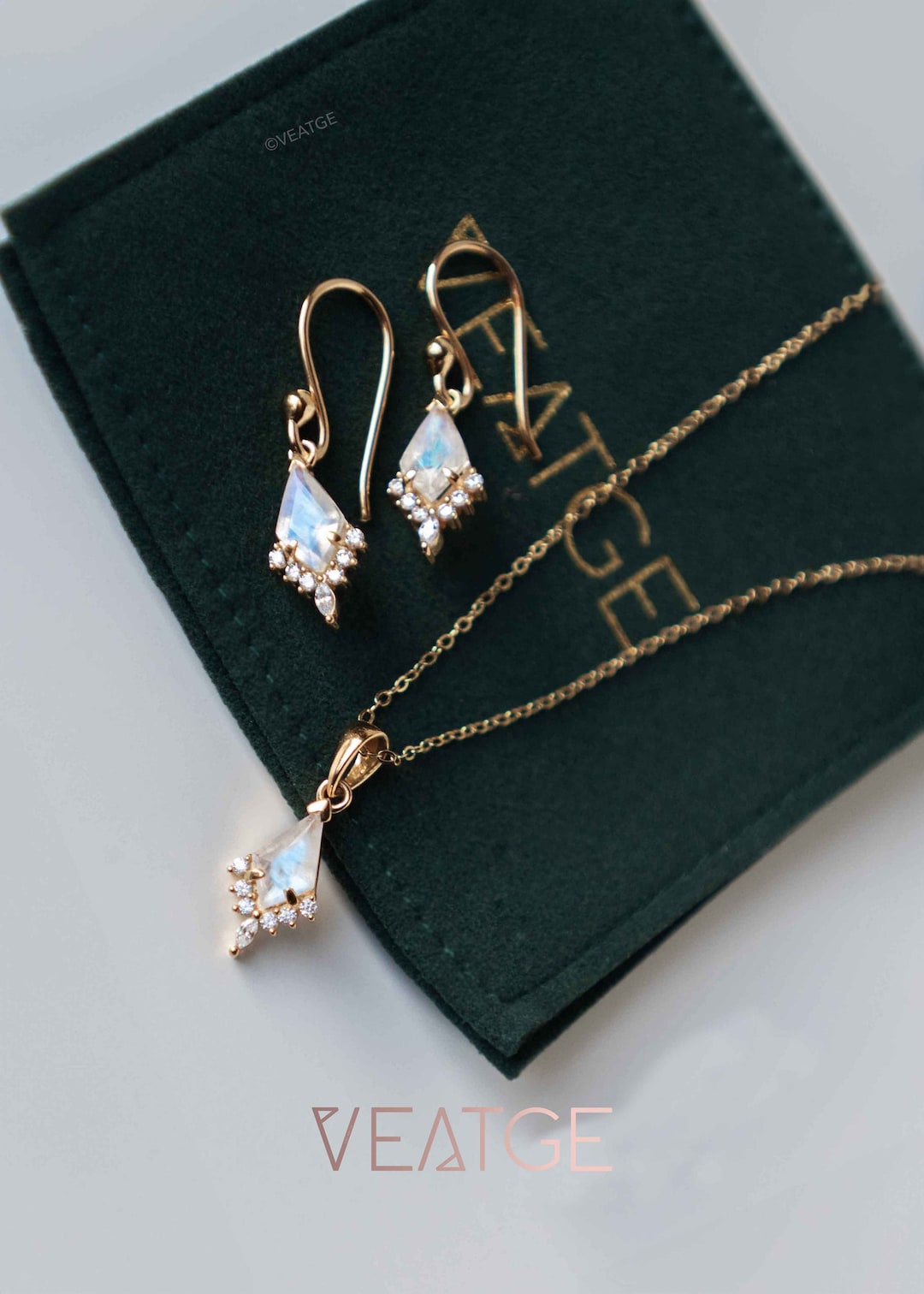 Rainbow Moonstone Gift Set With Necklace and Earring, Gold June ...