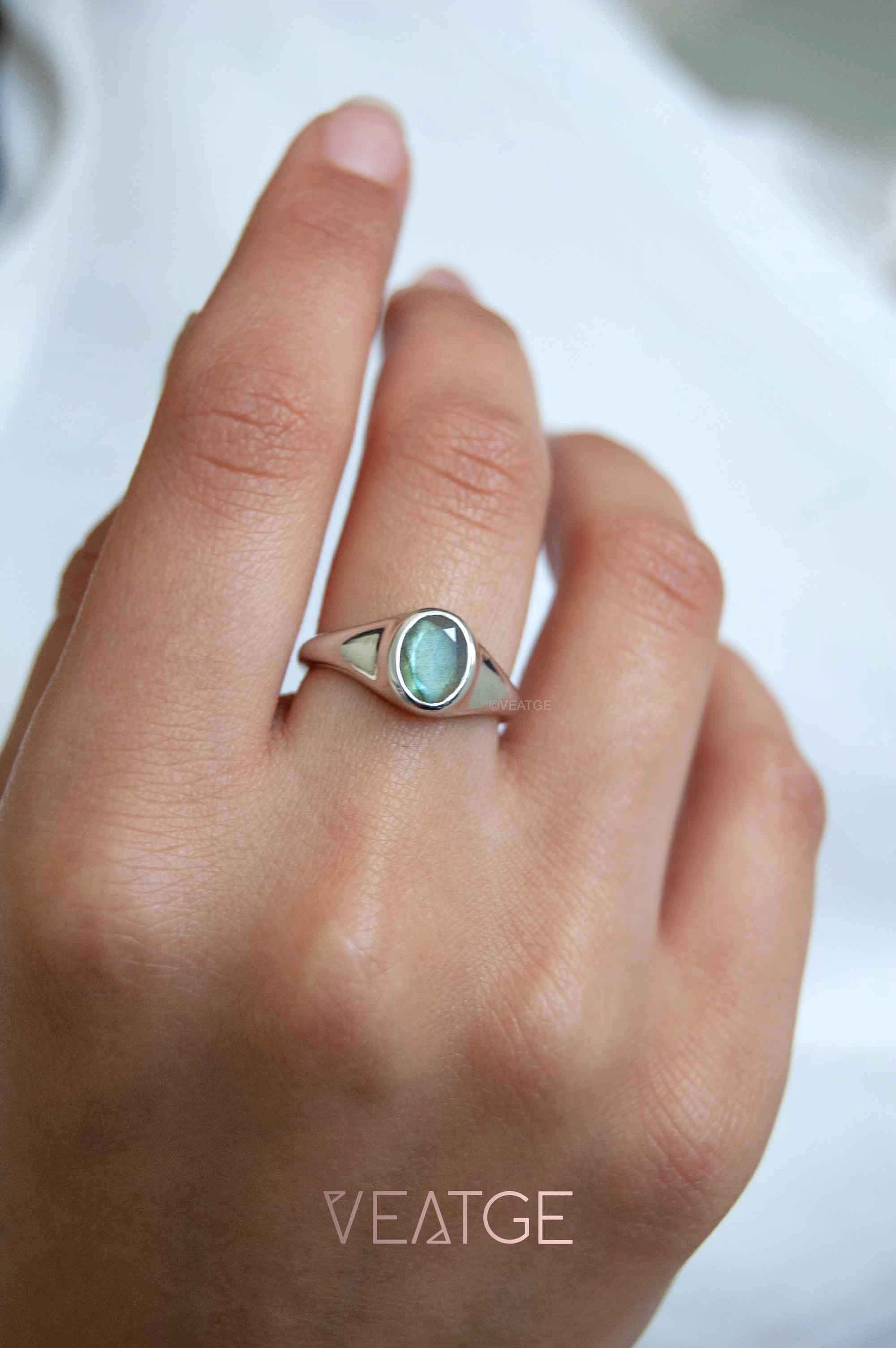 Labradorite Signet Ring Sterling Silver, Unisex Ring, Promise Ring ...