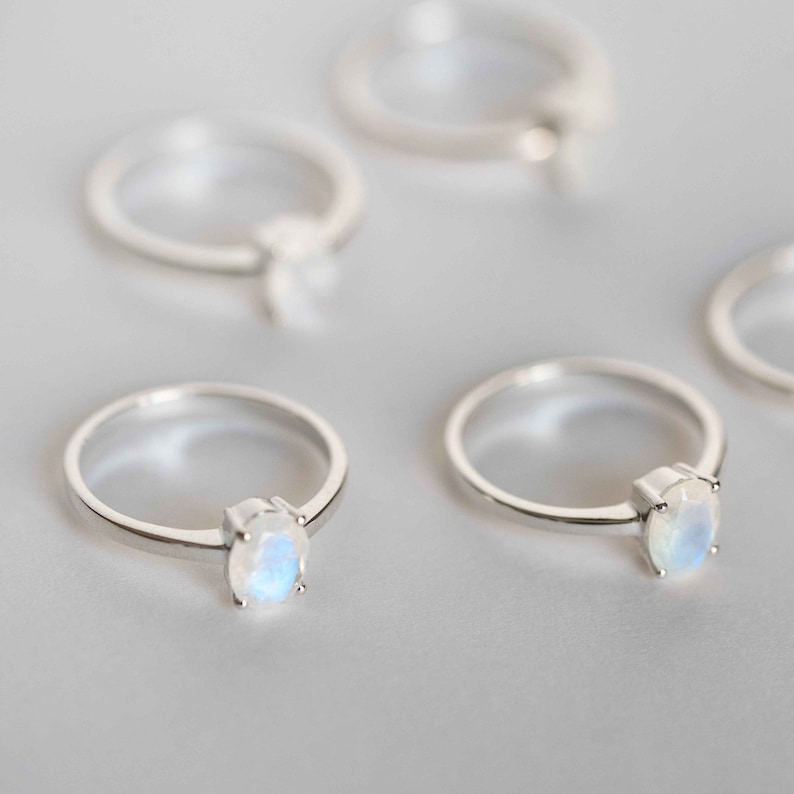 Delicate Natural Moonstone Ring in Sterling Silver and 18k - Etsy