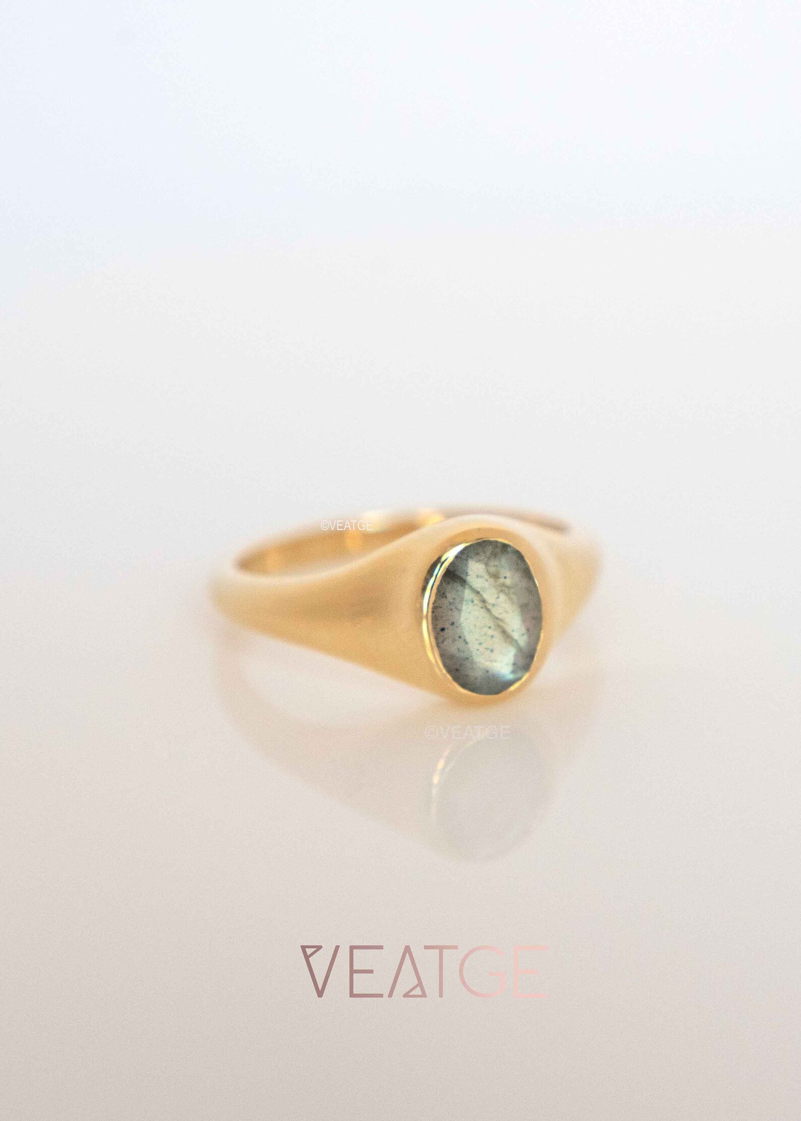 Labradorite Signet Ring, Labradorite Gold Ring in 18k Gold Vermeil ...