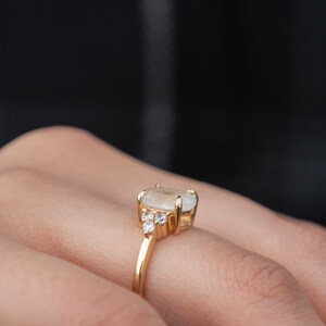 Rainbow Moonstone Fleur Ring, June Birthstone Gift, Moonstone ...