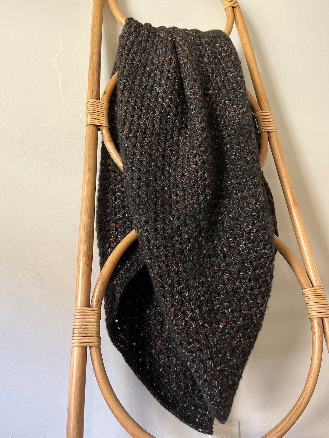 Black & Rainbow Crochet Infinity Granny Square Throw Blanket / Afghan ...