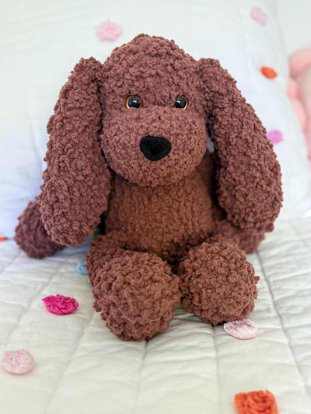Handmade Crochet Puppy Plush: Brown Bear Bernat Sheepy Yarn - Etsy