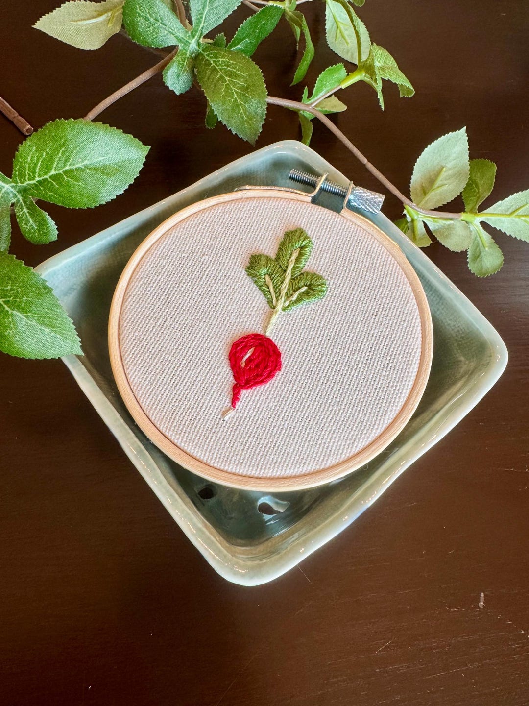 Farmers Market Radish Embroidery Hoop Art – Hand-embroidered Vegetable ...