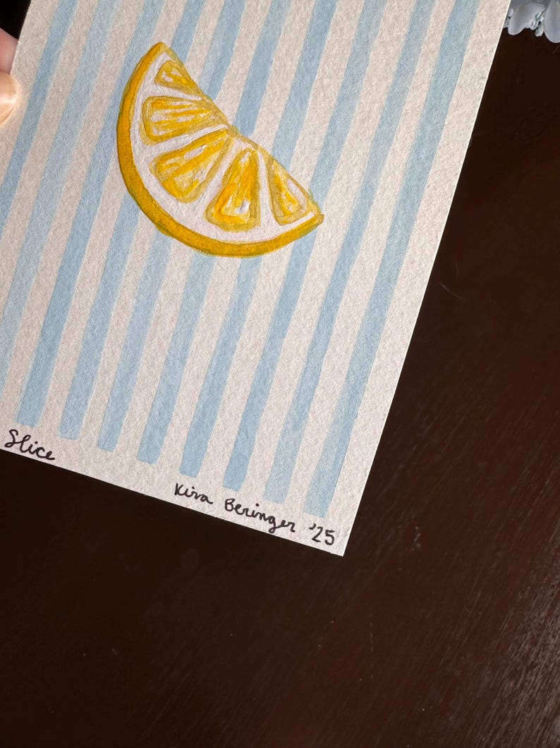 Original Gouache Painting “lemon Slice” 4x6” - Etsy