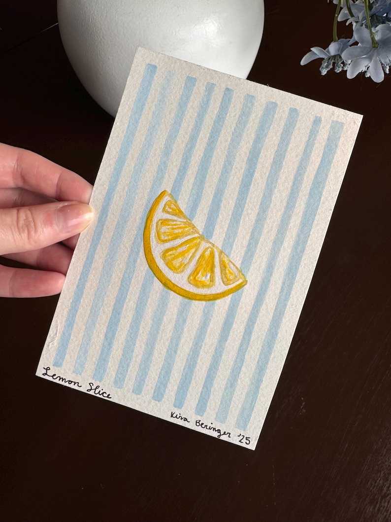 Original Gouache Painting “lemon Slice” 4x6” - Etsy
