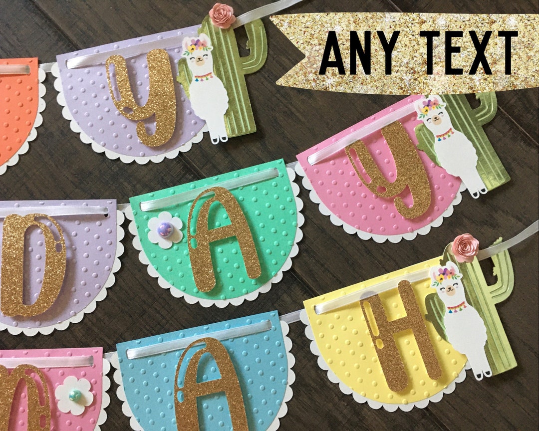 Llama Cactus Banner Fiesta Birthday Garland Baby Shower - Etsy