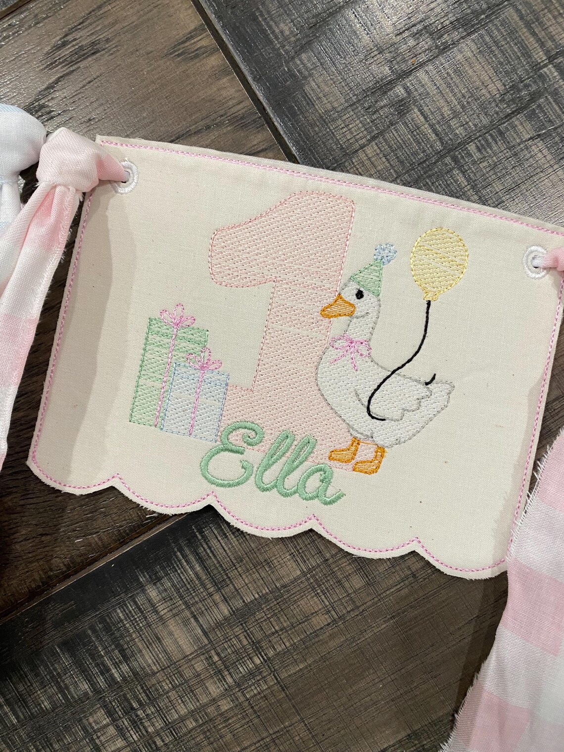 One Silly Goose Embroidered High Chair Banner | Vintage Coquette Shabby ...