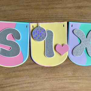 Groovy Disco Theme Birthday Banner | Happy Face Daisy Peace Heart ...