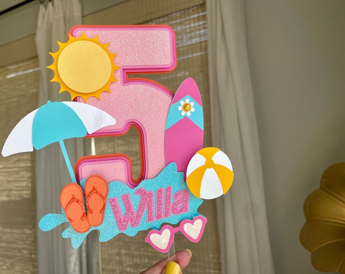 Beach Theme Cake Topper Custom Number Cake Personalized Birthday Party ...