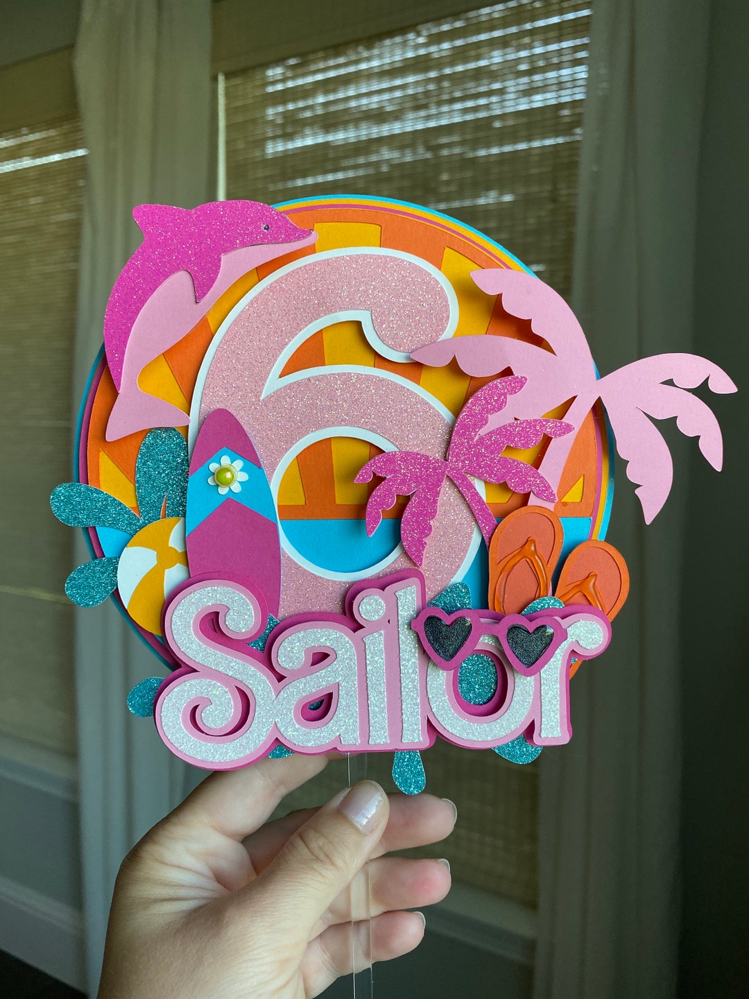 Sunset Beach Theme Cake Topper | Custom Number Cake | Personalized ...