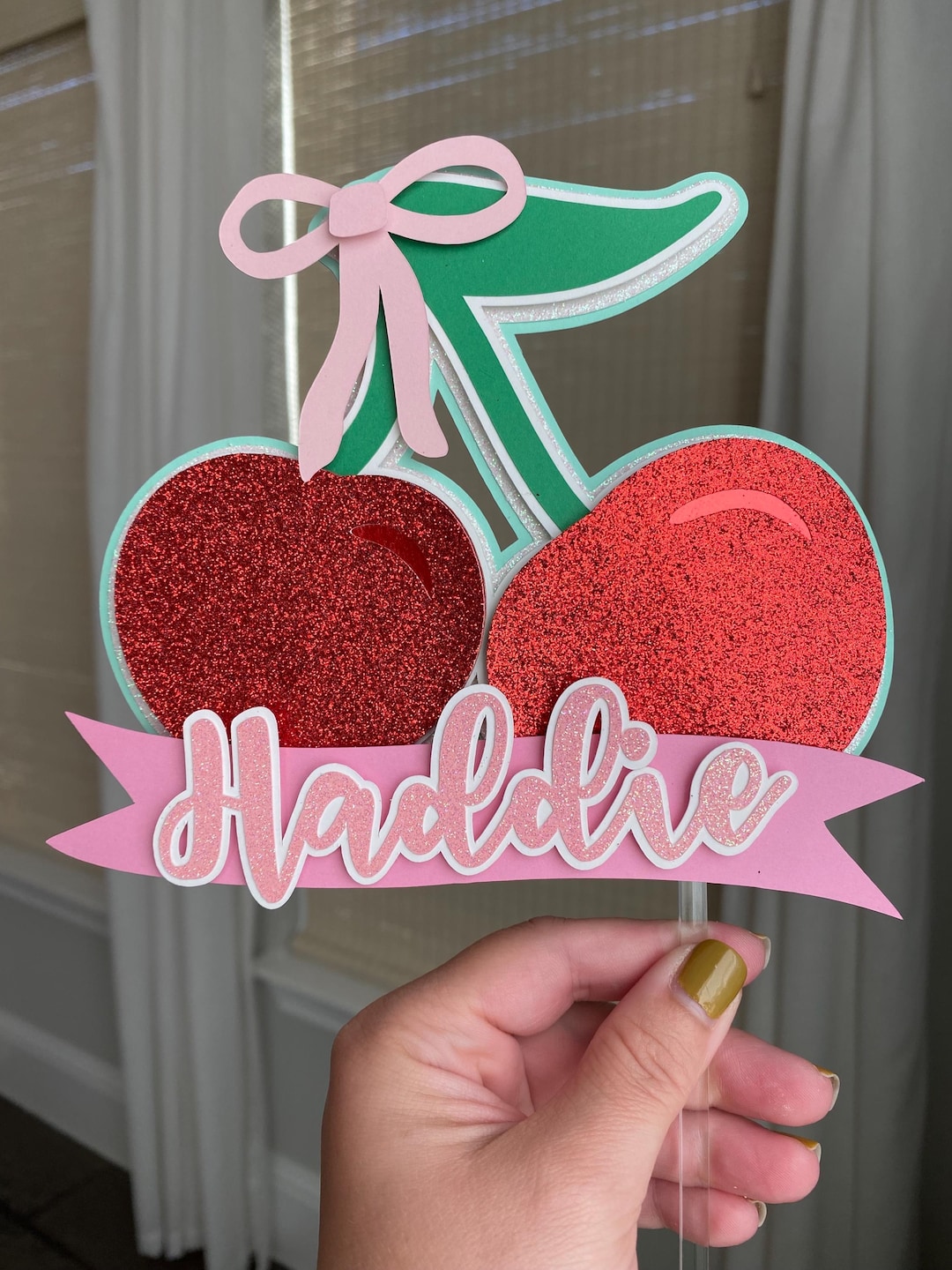 Cherry Theme Cake Topper | Custom Cake Decoration | Personalized ...