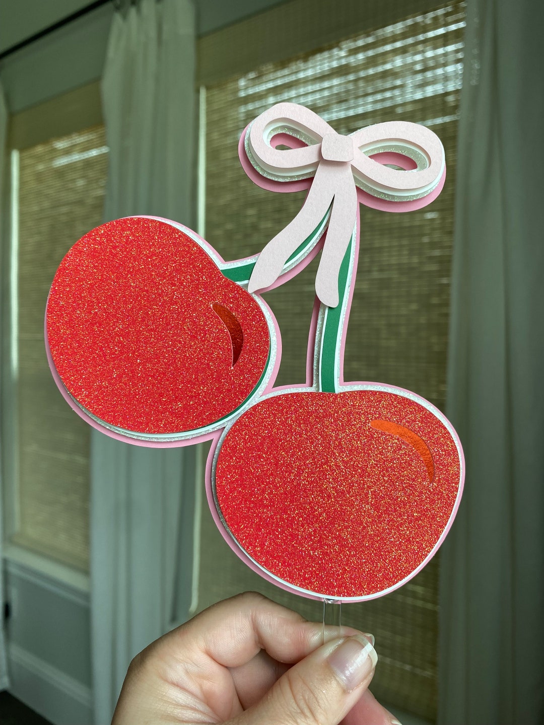 Cherry Theme Cake Topper Custom Cake Decoration Personalized Birthday ...