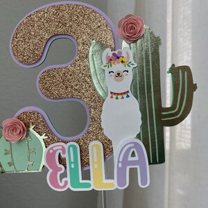 Personalized Llama Cactus Cake Topper Custom Number Birthday Party Baby ...