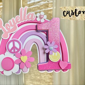 Pink and Lavender Groovy Love Rainbow Cake Topper | Birthday Party ...