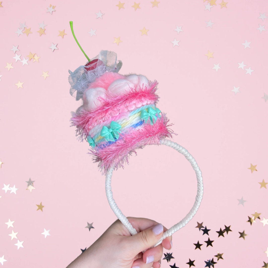 Cake Party Hat Headband Coquette Cute Quirky Kids Photoshoot Prop Bow ...