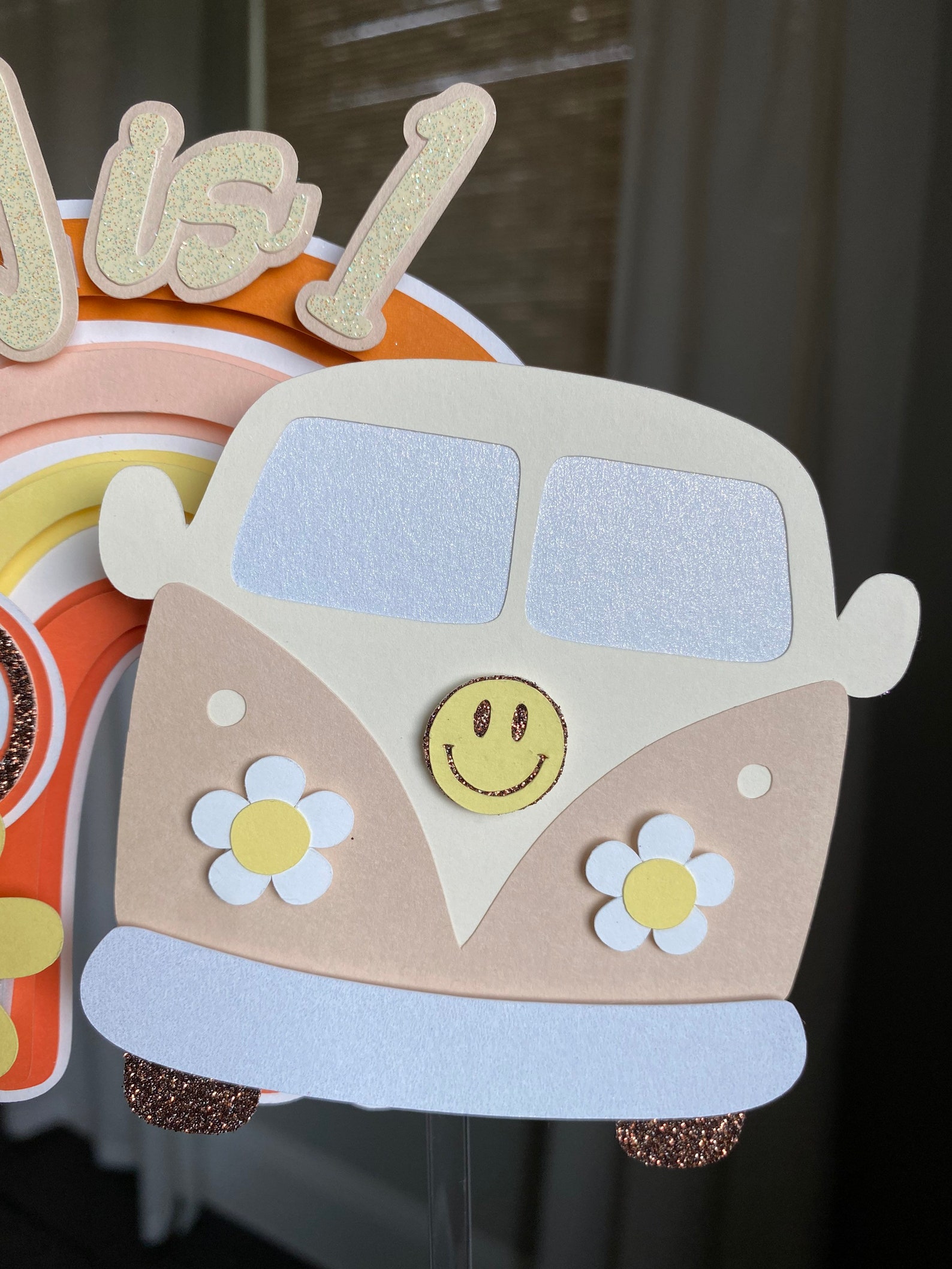 Groovy Rainbow Cake Topper Birthday Party Decor Retro Bus - Etsy