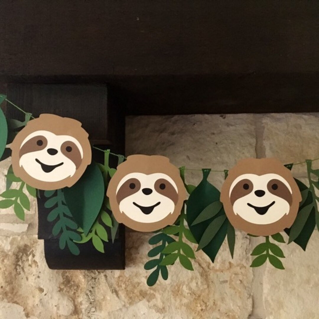 Sloth + Leaf Garland | Playroom Decor, Baby Shower Banner, Nursery ...