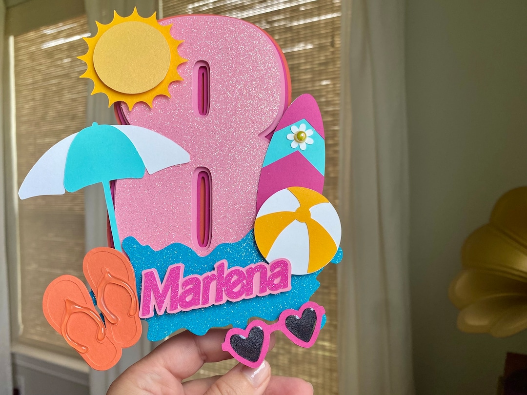 Beach Theme Cake Topper | Custom Number Cake | Personalized Birthday ...